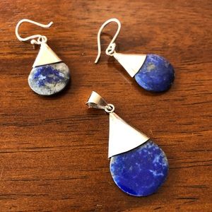 Jewelry | Silver And Blue Stone Jewelry Set | Poshmark